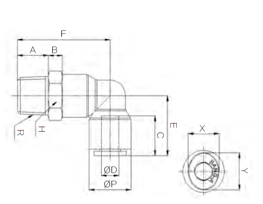 HAAKSE INSCHR. PIF Ø08-R1/4 PVDF - | Q Plus B.V.